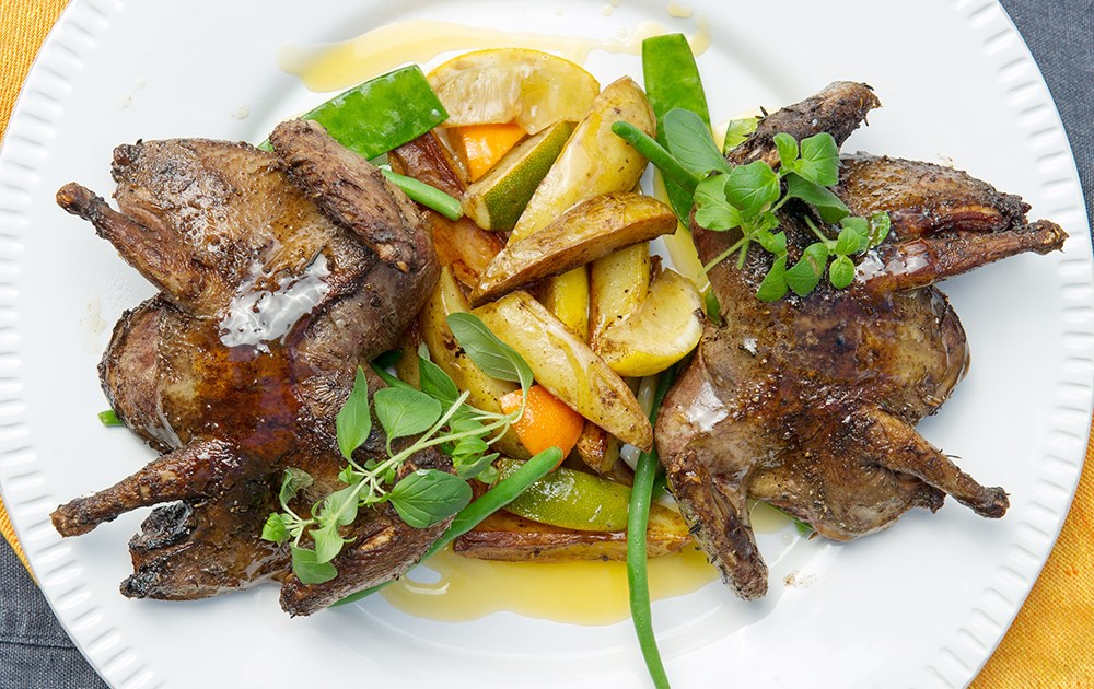 Duva med citruspotatis och honung